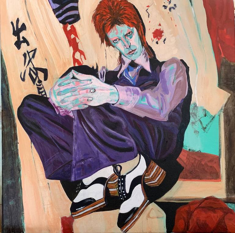 “David Bowie in a purple suit” Painting by Hanna Bell | Saatchi Art