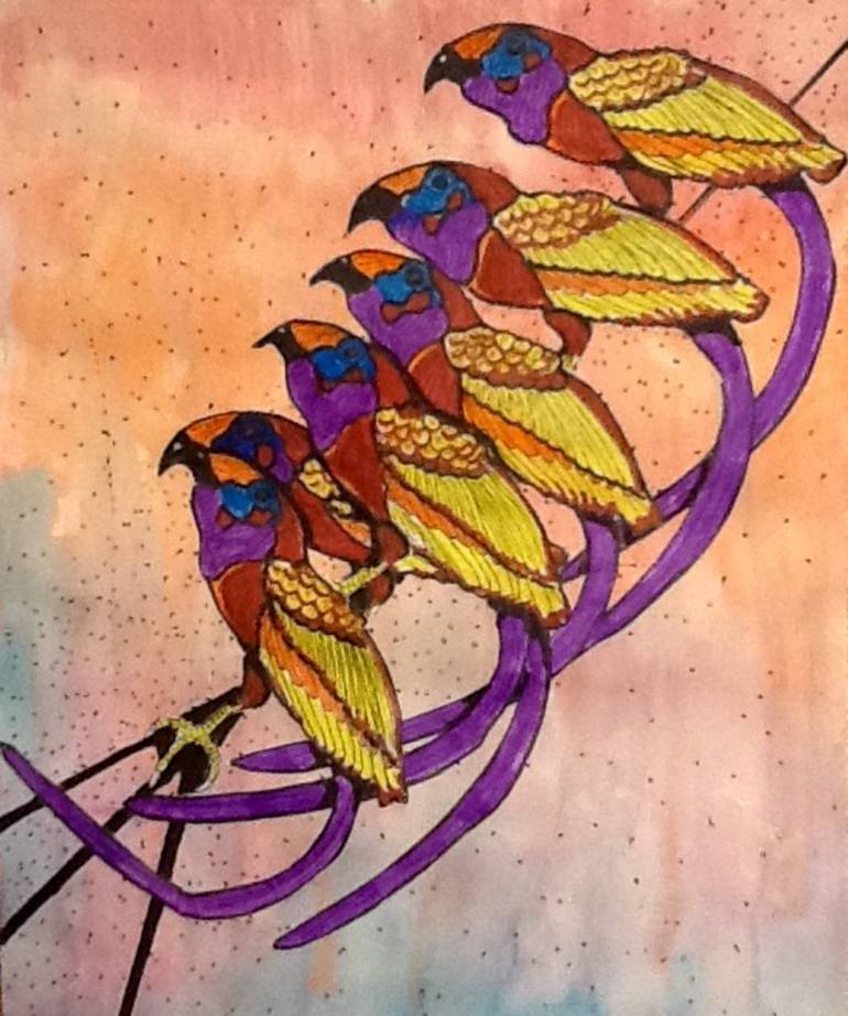 six birds Painting by robert hilger | Saatchi Art