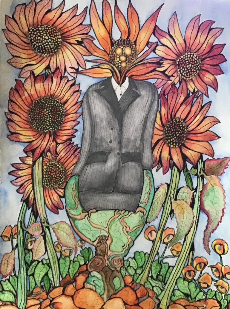 A Woman's Sunflower business Suit Painting by Robert Hilger | Saatchi Art