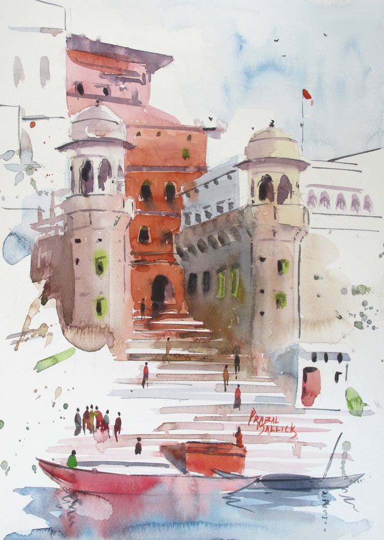 Ghats of Varanasi - VII Painting by Prabal Mallick | Saatchi Art