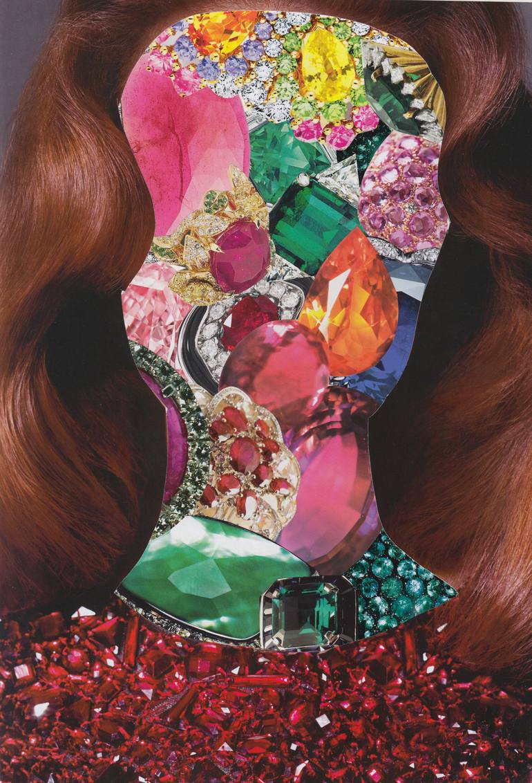 Ruby Red Diva Portrait Collage by Luca Mainini | Saatchi Art