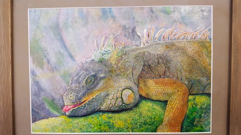Sleeping Iguana Painting by ROBERT STEVENS | Saatchi Art