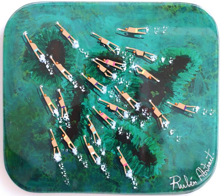 Swimmers 505 in Crater Island Oregon sea Painting by Ruben Art ...