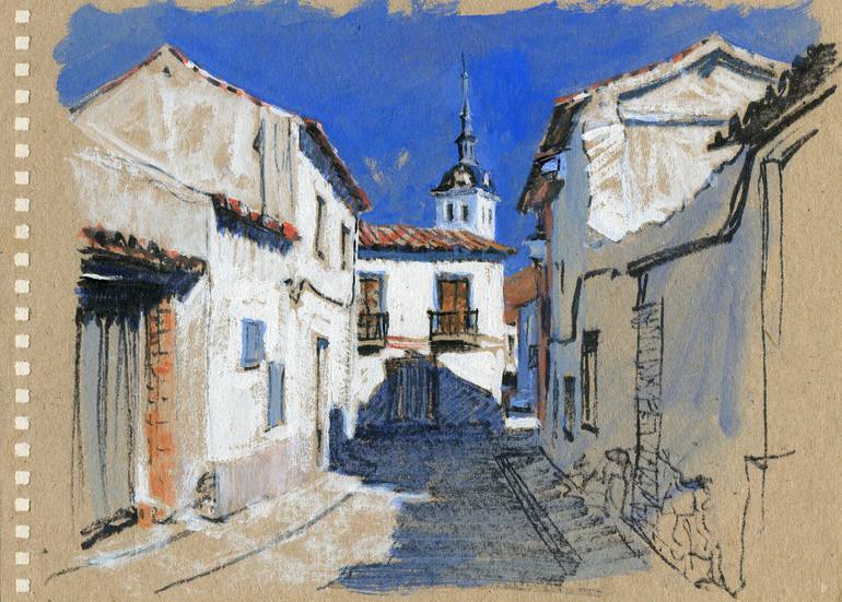 Spire of the Church of St. Mary Drawing by Evgeniy Monahov | Saatchi Art