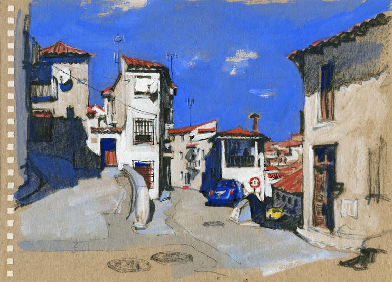 Chinchon. Three streets crossing Drawing by Evgeniy Monahov | Saatchi Art