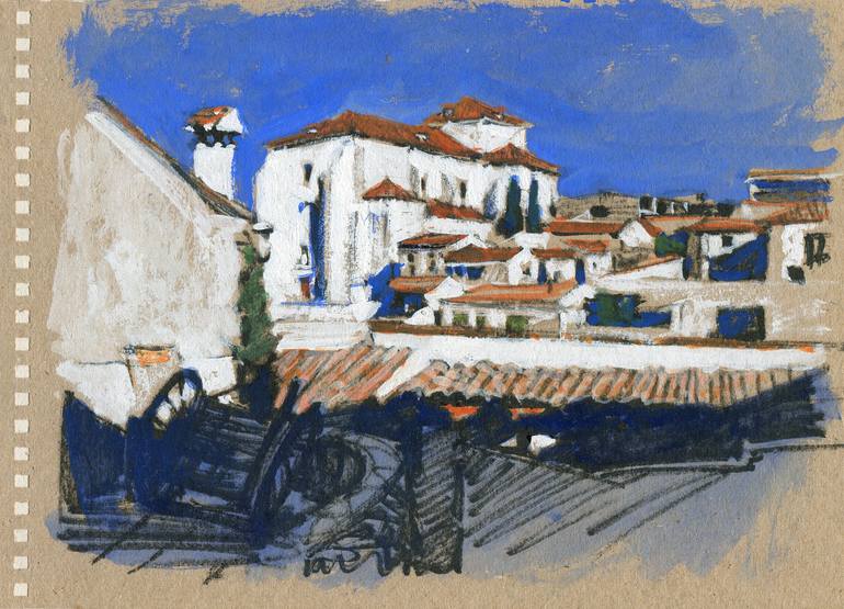 Chinchon. Roofs Drawing by Evgeniy Monahov | Saatchi Art