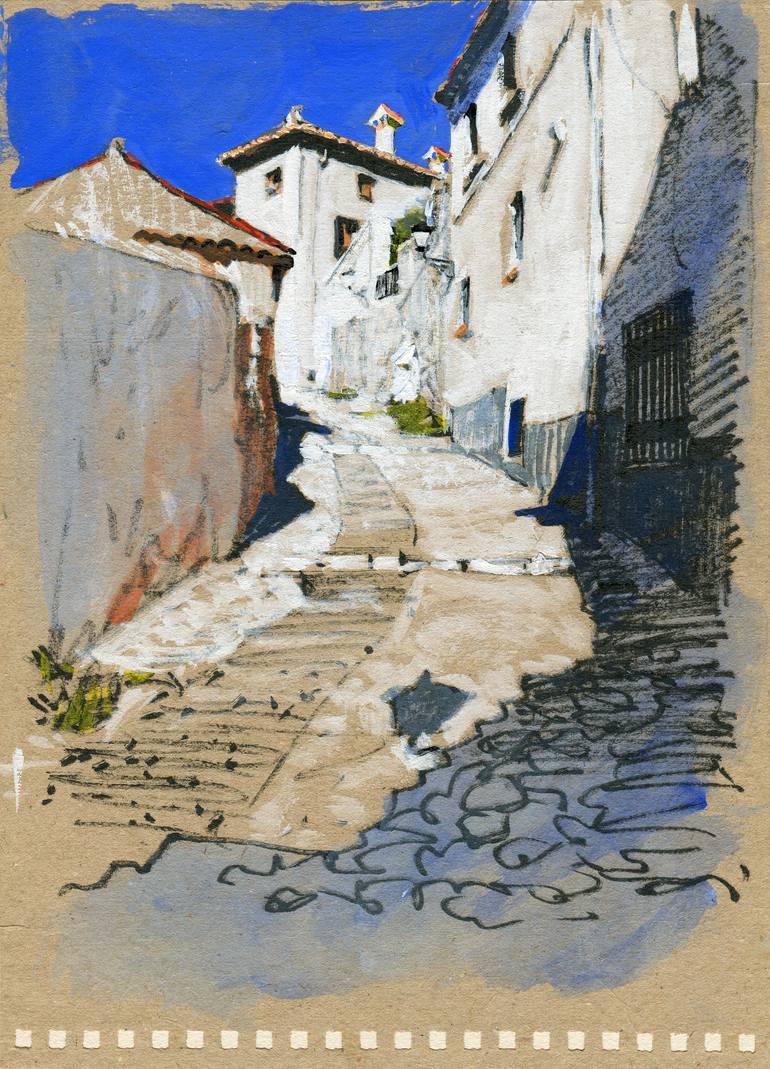 Streets of Chinchon Drawing by Evgeniy Monahov | Saatchi Art