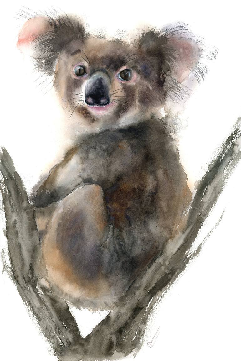 Koala - Original Watercolor Painting Painting by Olga Tchefranov ...
