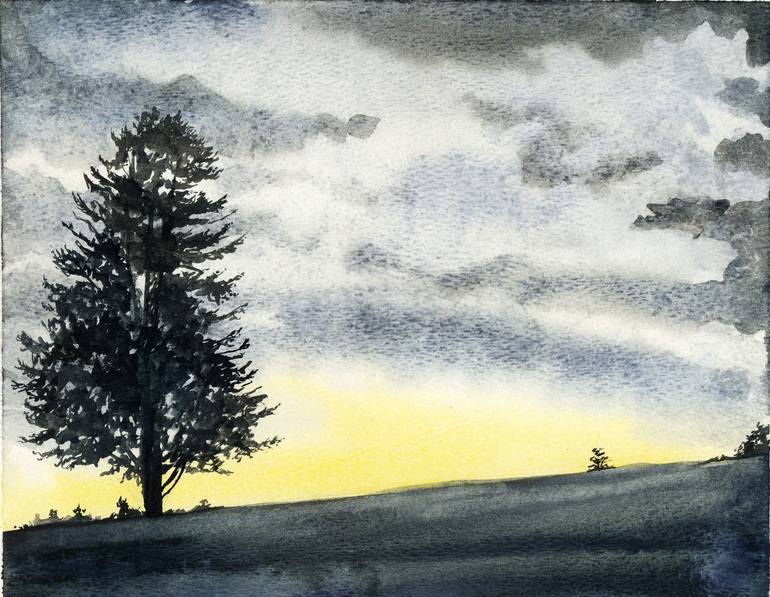 Sunrise on the Ridge Painting by Sam Georgieff | Saatchi Art