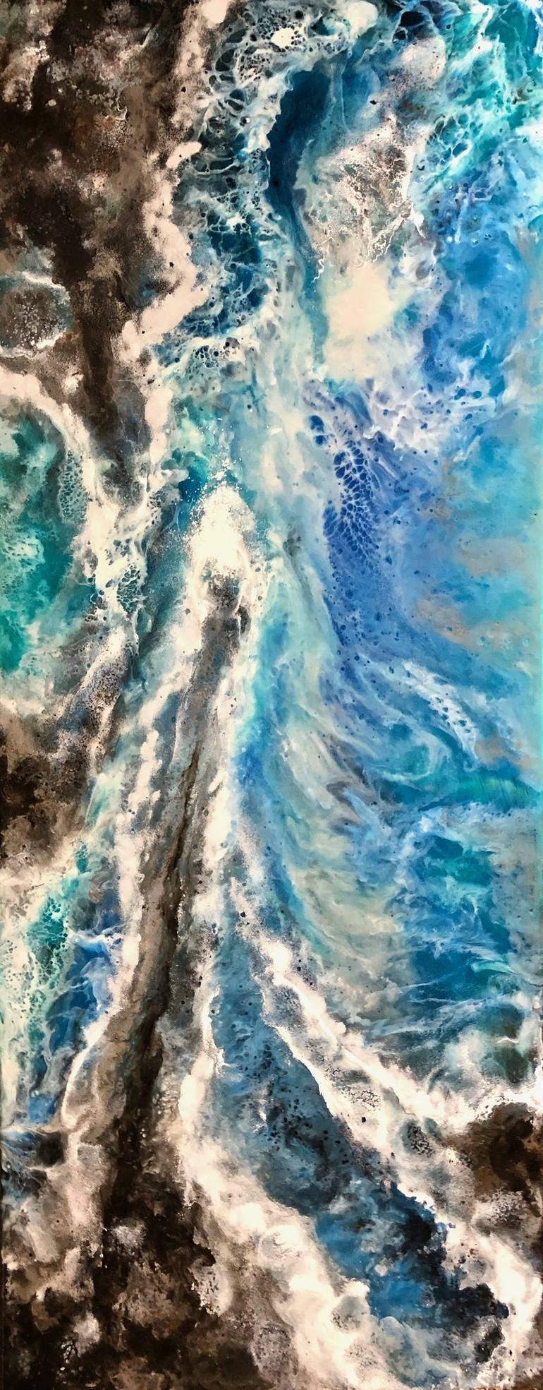 Breakers' Mist Large Wall Art of Waves Crashing Into Rocks. Hand Poured ...