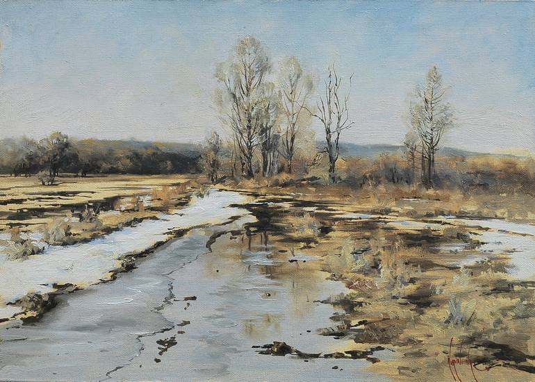 Spring flood Painting by Alexander Kurinenko | Saatchi Art