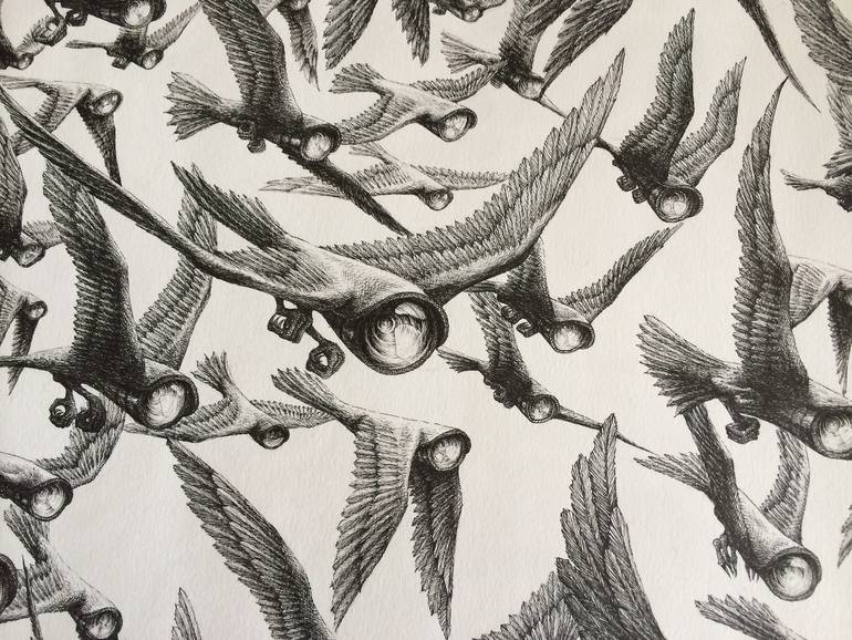 FLOCK Drawing by Gianluca Bonomo CCTVYLLE Project | Saatchi Art