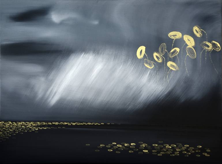 Lilies in Gold (series 4, #5), 2017 Painting by Faye zxZ | Saatchi Art