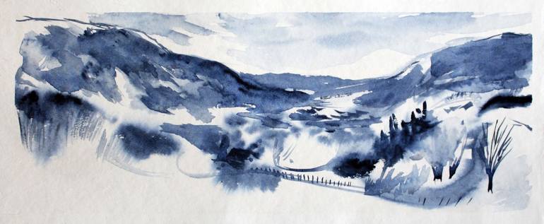 Winter Landscape in Watercolor Painting by Anca Andreea Cobzaru ...