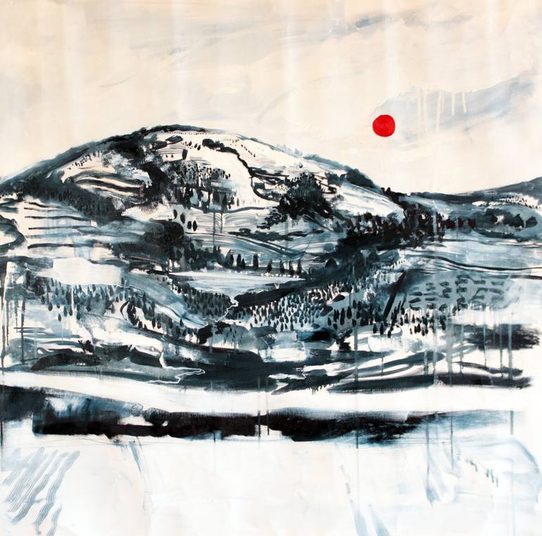 Red sun Painting by Anca Andreea Cobzaru | Saatchi Art