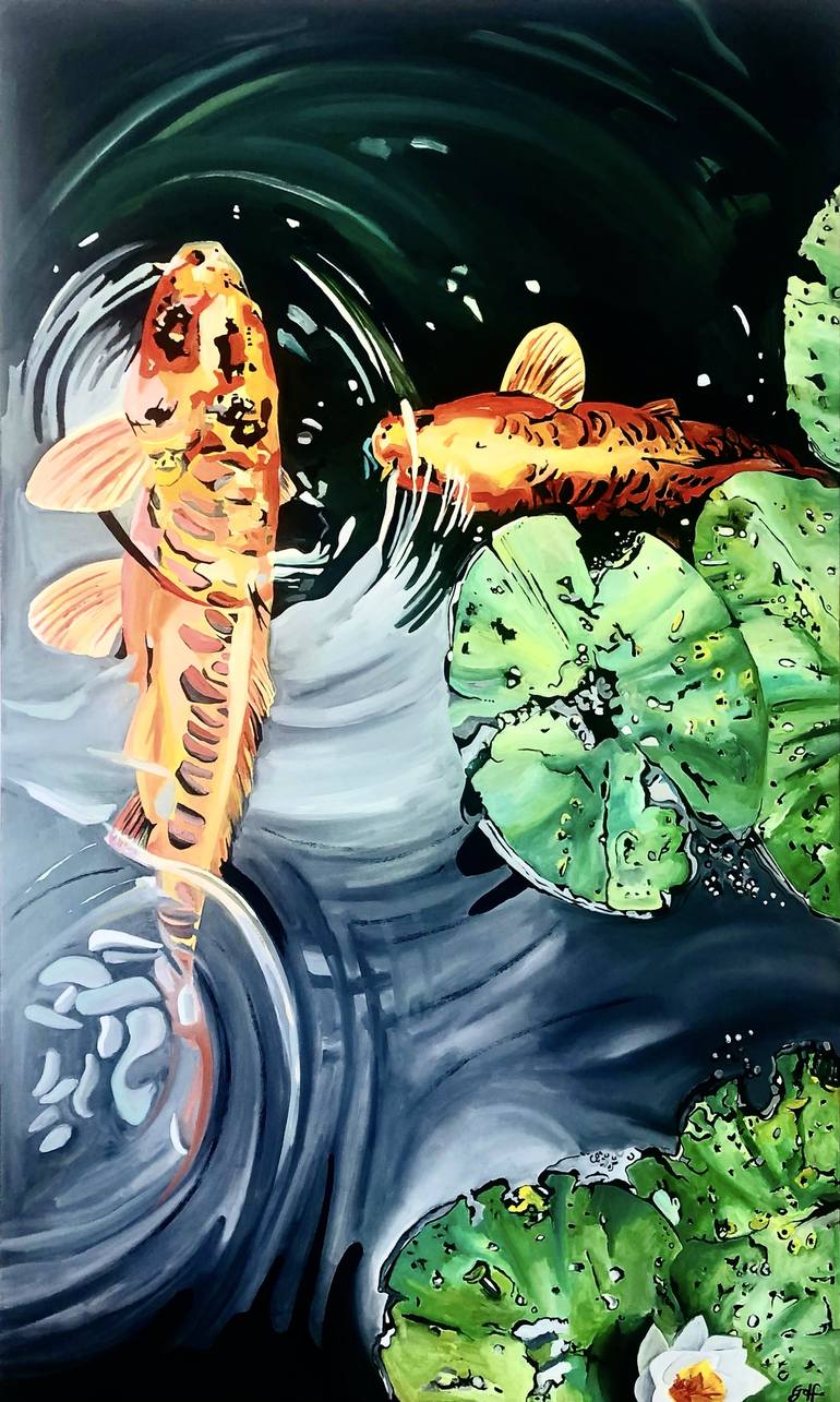 Koi Fish Art Leaves Koi Fish 2.0 | Helloart