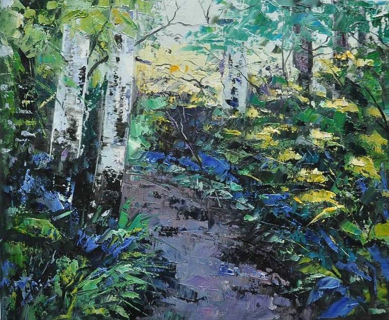 Early Bluebells Painting by Debbie Scott | Saatchi Art