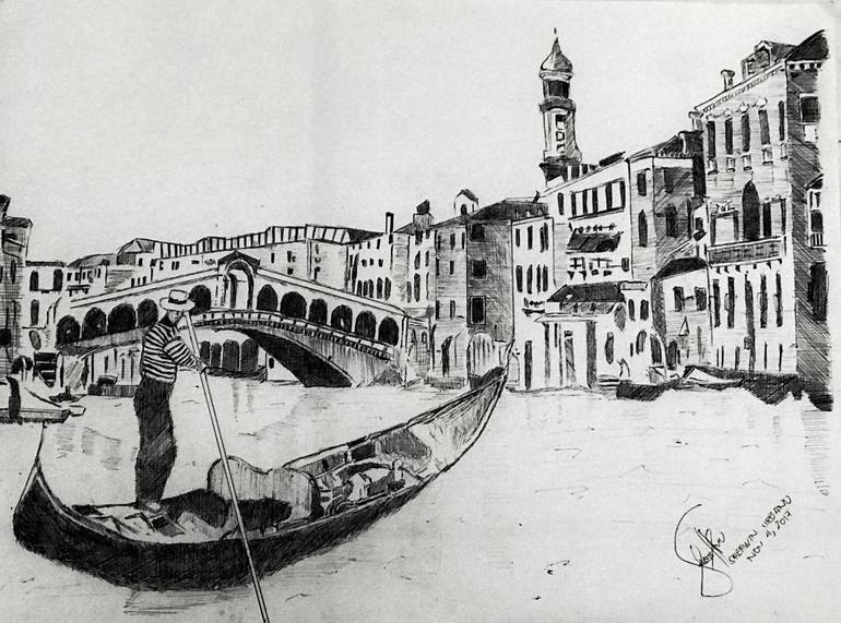 Venice Italy Drawing by Sherwin Urbano | Saatchi Art