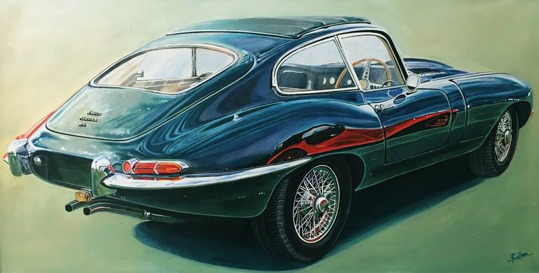 E-Type Jaguar Painting by Annabel Collier | Saatchi Art