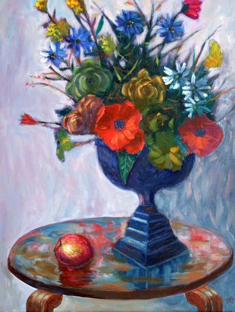 Flowers on Table Painting by Carlton Murrell | Saatchi Art