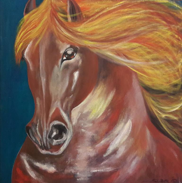 the red horse Painting by Francesca Surace | Saatchi Art
