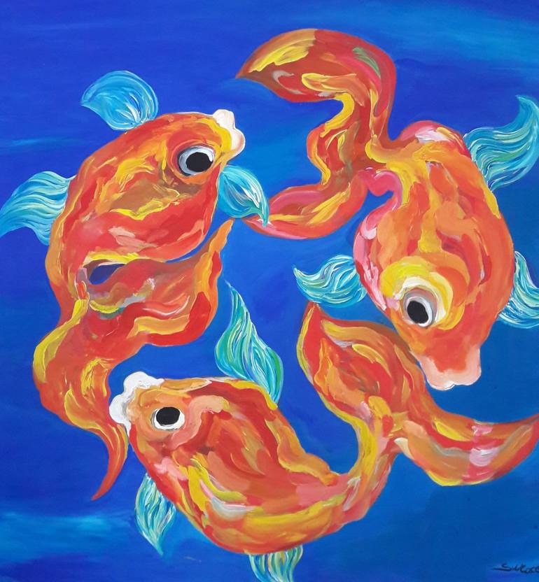 red fishes Painting by Francesca Surace | Saatchi Art