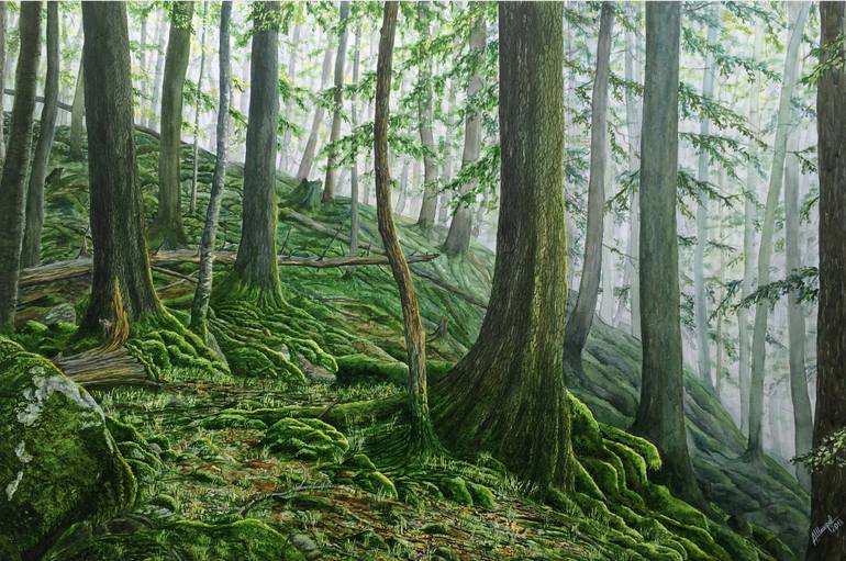 Kingdom of moss Painting by Aleksey Shmyrov | Saatchi Art