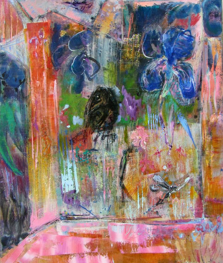 Pollen Race (crows and Irises) Painting by Thomas Merwin | Saatchi Art