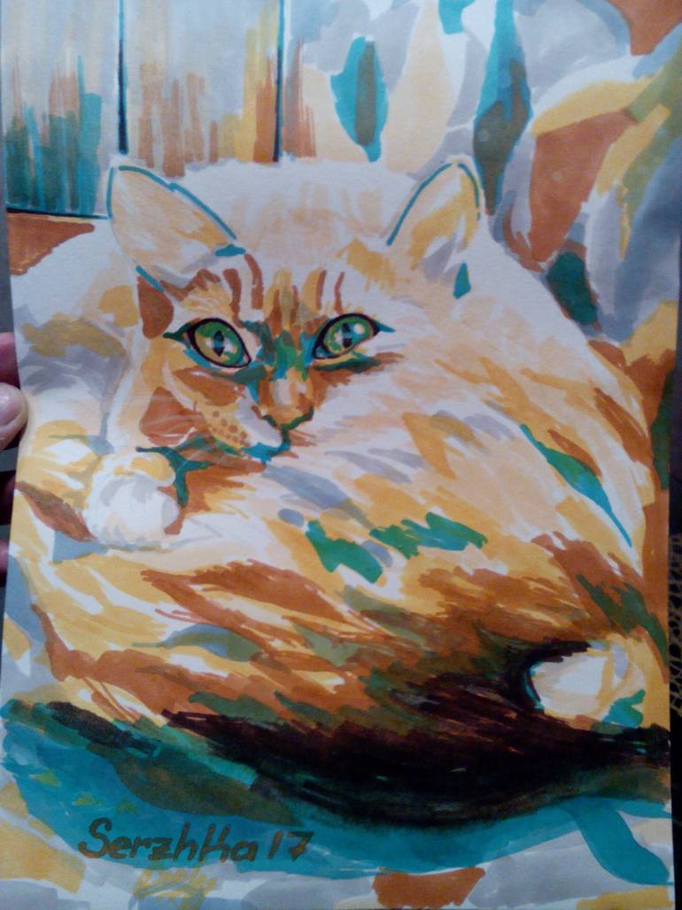 Sunny cat Drawing by Serzh Ka | Saatchi Art
