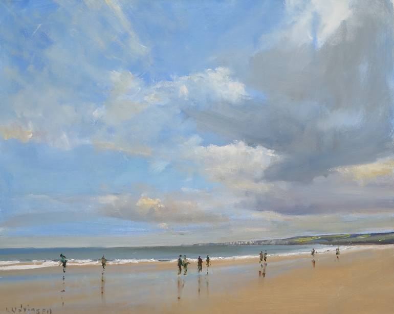 Filey Bay Painting by Malcolm Ludvigsen | Saatchi Art
