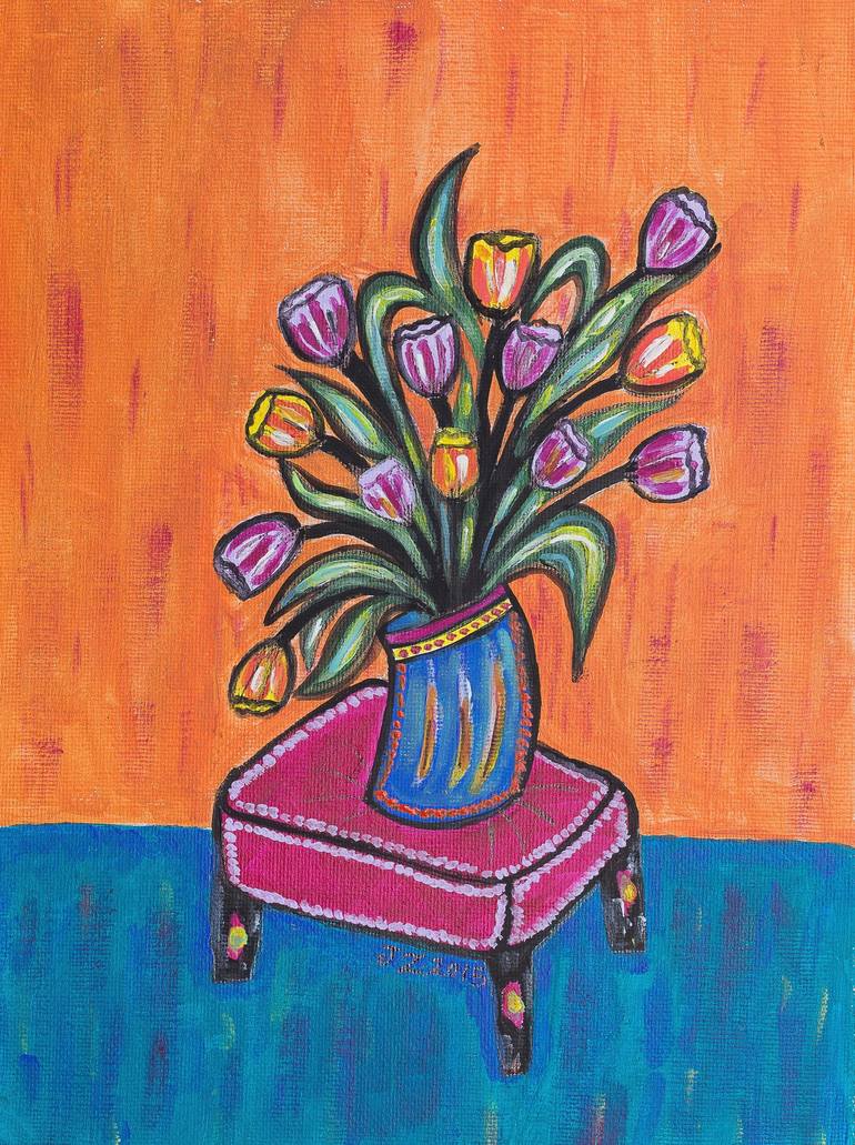 Dancing Tulips Painting by Jamila Ziaee | Saatchi Art