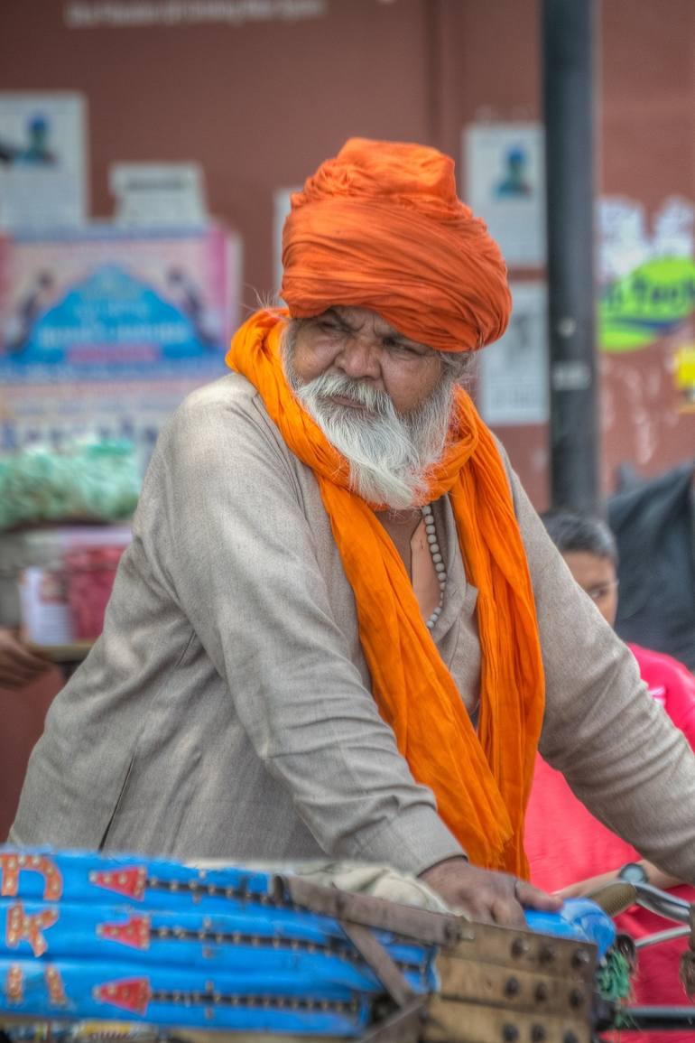 Man in orange turban Photography by Christopher William Adach | Saatchi Art