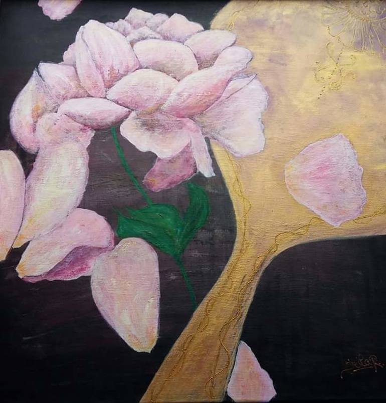 Old Mirror & Peonies Painting by ŞEila RațIu | Saatchi Art