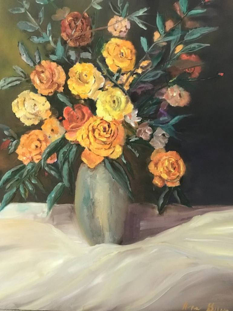 Yellow and Orange Roses Painting by Ana Guerra | Saatchi Art