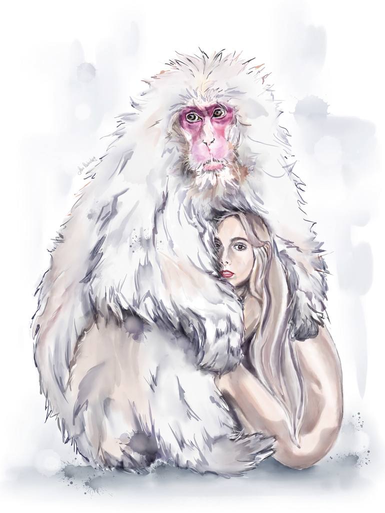 two monkeys Painting by Alina Vlastovskaya | Saatchi Art