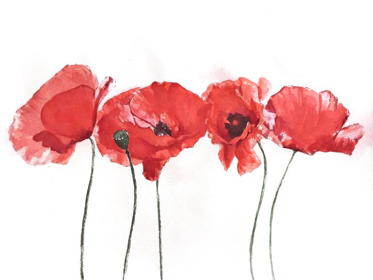 greek poppies Painting by Alina Vlastovskaya | Saatchi Art