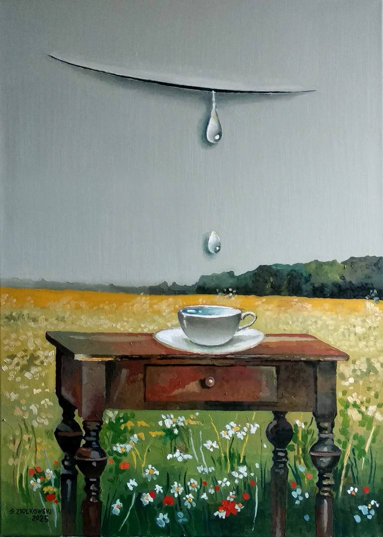 A CUP OF RAIN Painting by Gregor Ziolkowski | Saatchi Art