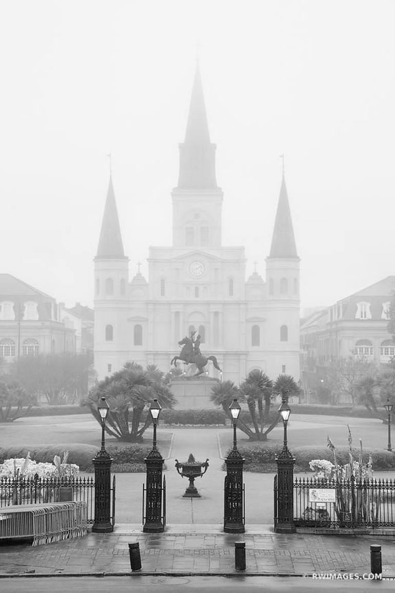 MORNING FOG JACKSON SQUARE NEW ORLEANS LOUISIANA BLACK AND WHITE ...