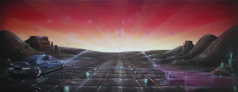 Chocland X Rob’s Synthwave Painting by Vanessa Stefanova | Saatchi Art