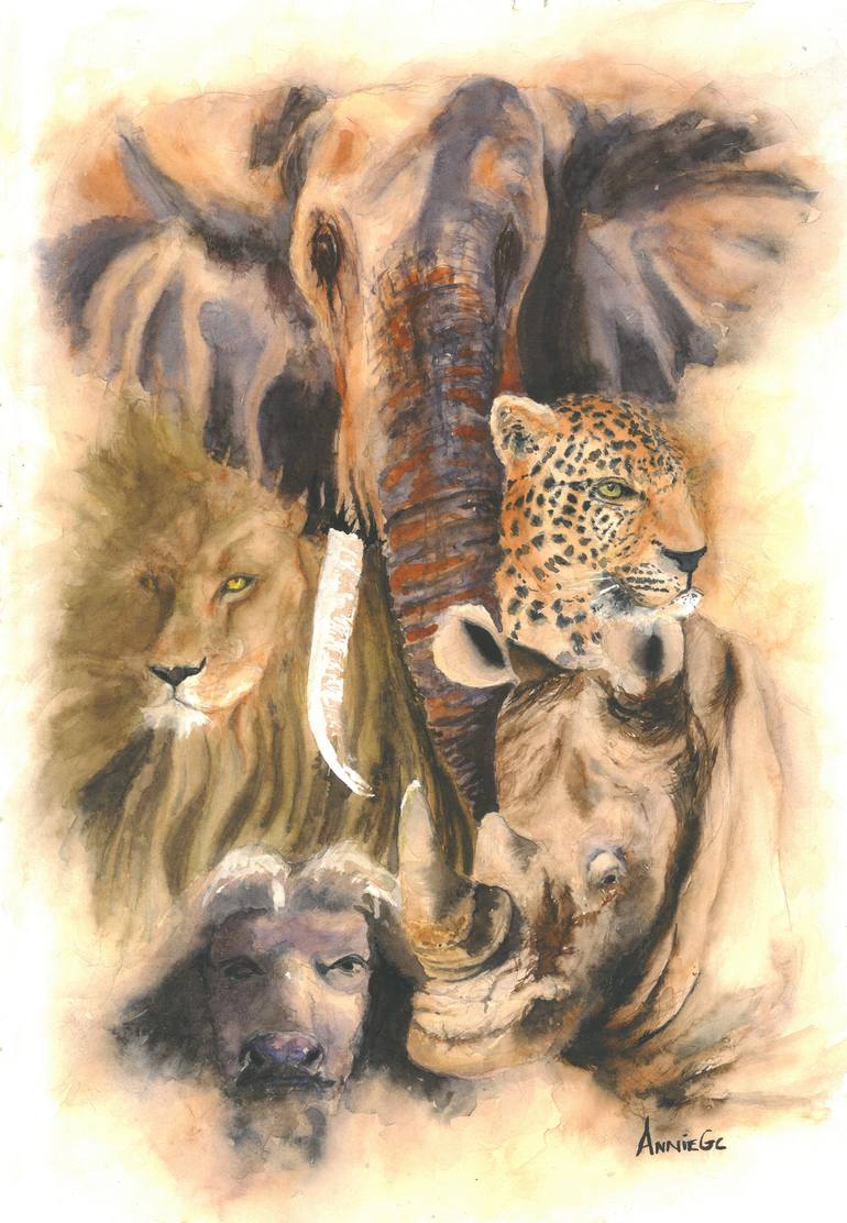 Big 5 Painting by Anne Connell | Saatchi Art