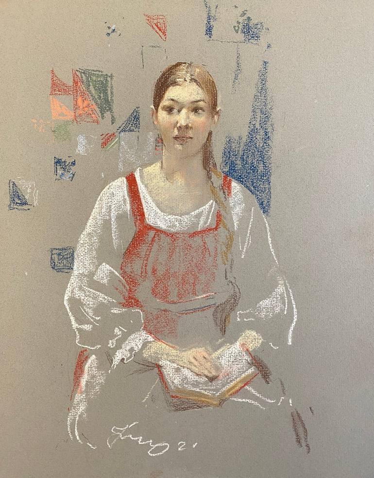 Girl in Russian Costume Drawing by Nadezhda Vorontsova | Saatchi Art