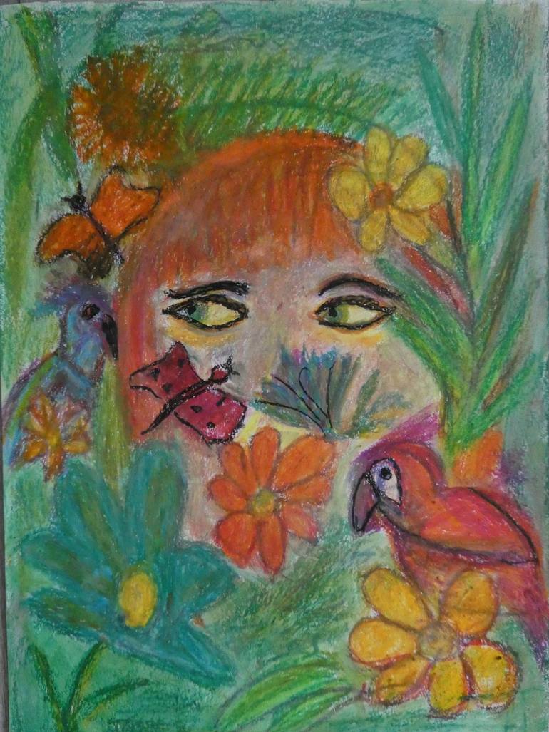 The Jungle girl , self portrait by lauraartist68 Drawing by Laura ...