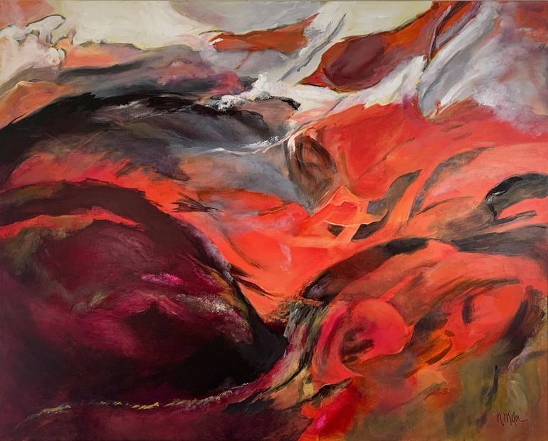 Red Waves Painting by Nancy Miller | Saatchi Art