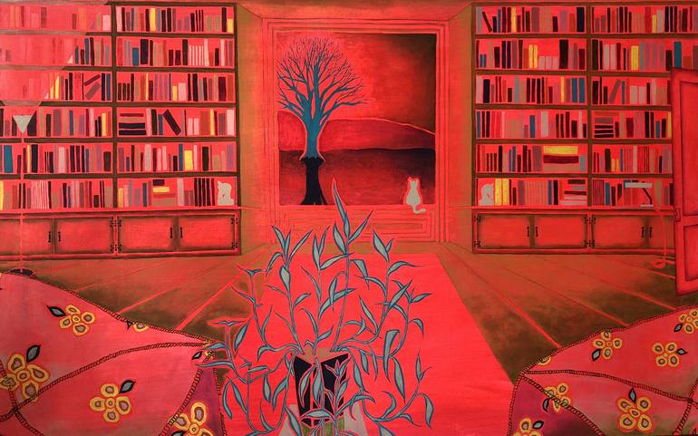 Twilight Library Painting by Scott Allen Roberts | Saatchi Art