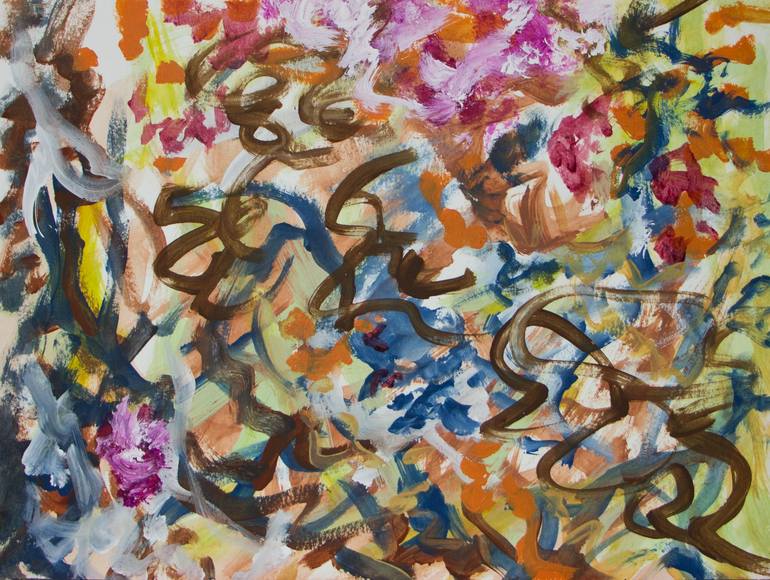 Slumber. Modern Acrylic Abstract Expressionism Painting on Paper ...