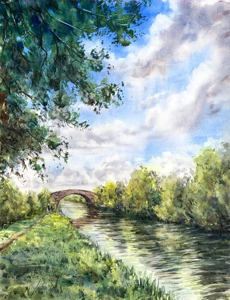 Canal walk Painting by Simon Kerr | Saatchi Art