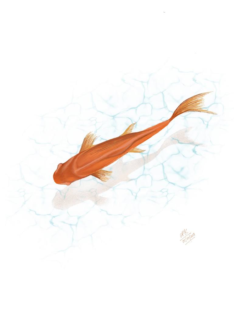 A Fish Playing in the Water! Painting by Abhra Kundu | Saatchi Art