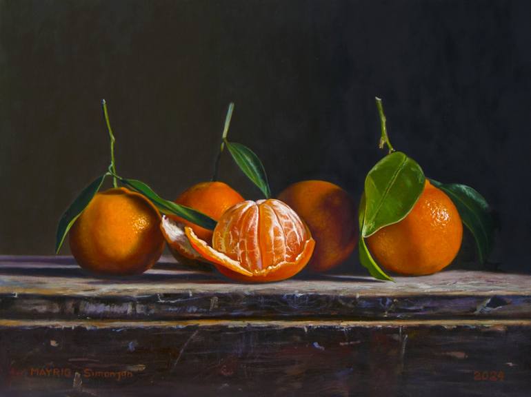 Five Mandarins Painting by Mayrig Simonjan | Saatchi Art