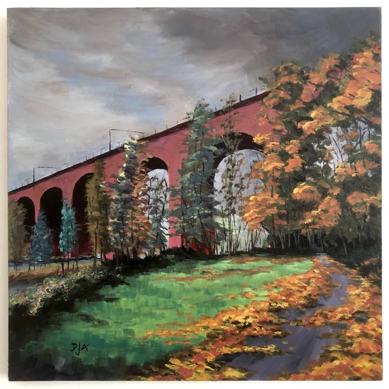 Autumn Viaduct Painting by Dave Aye | Saatchi Art