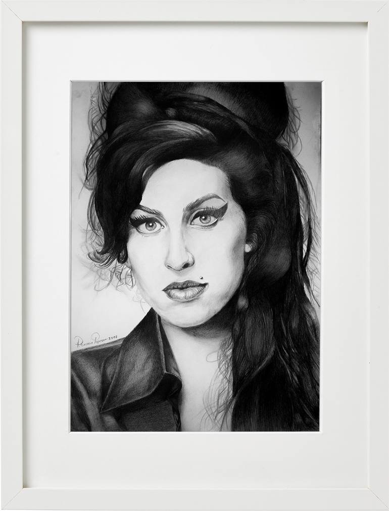 Amy Winehouse Portrait Drawing by Rox Popescu | Saatchi Art
